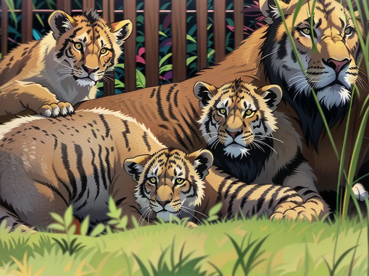 The lion cubs at Cologne Zoo make their outdoor debut.