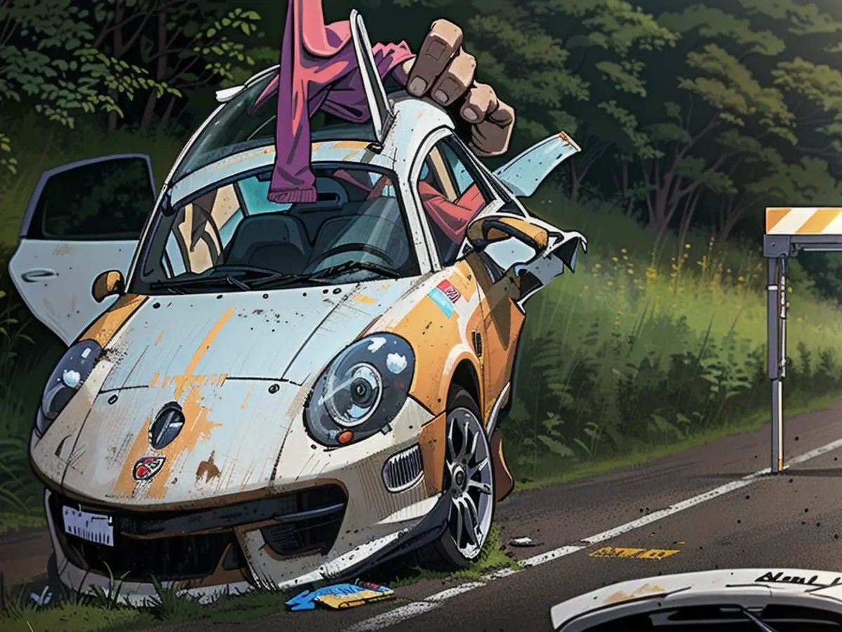 A Porsche crashes into a tree and another vehicle, resulting in the ...